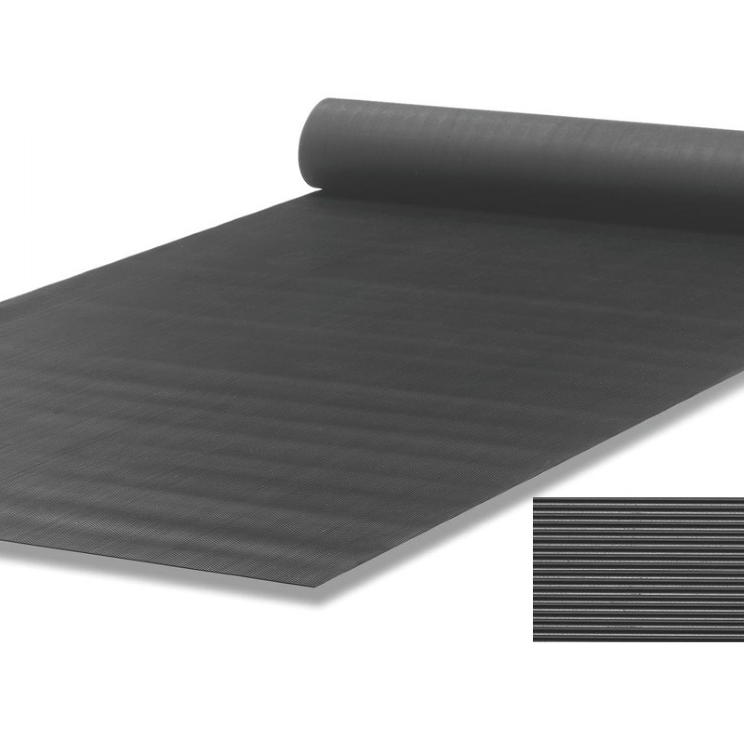 Max Carpet Διάδρομος Rubber Ρίγα Λεπτή Μαύρο Ματ 100% Καουτσούκ