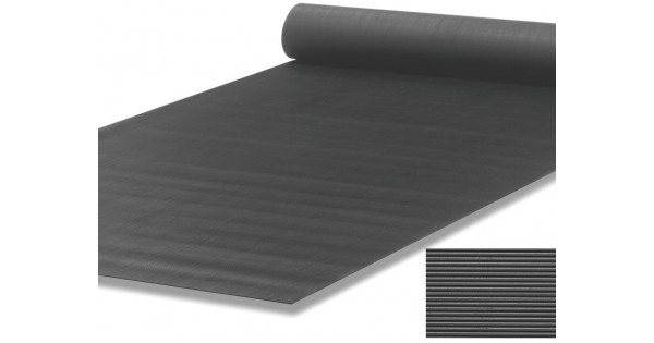 Max Carpet Διάδρομος Rubber Ρίγα Λεπτή Μαύρο Ματ 100% Καουτσούκ